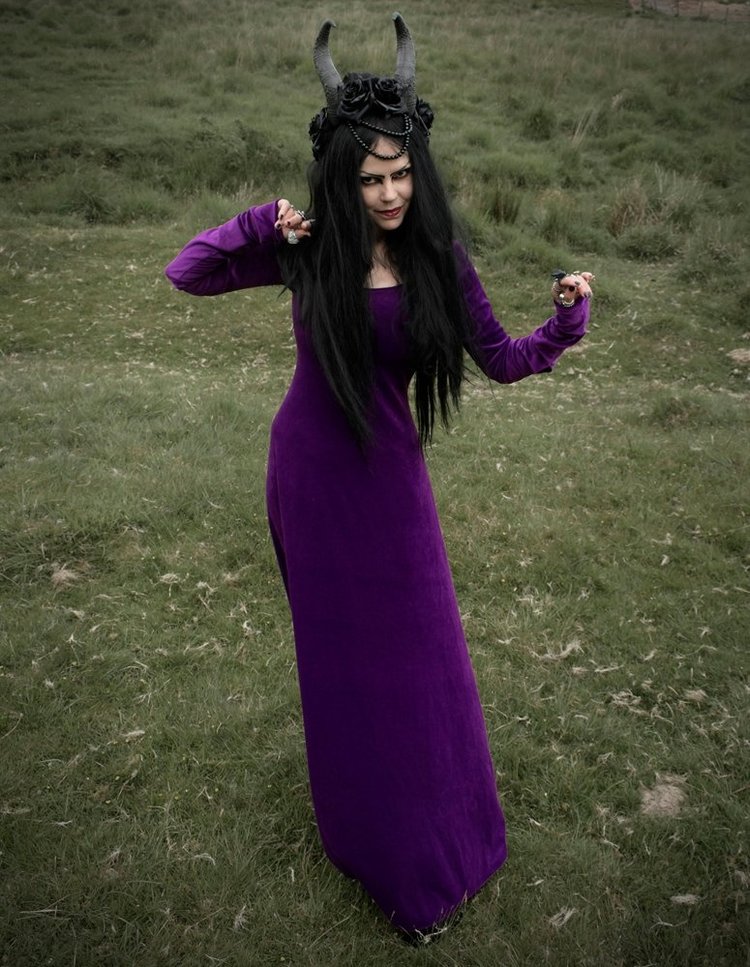 Moonshadow Minerva Witch Dress - steamed velvet on-off shoulder witchy ...
