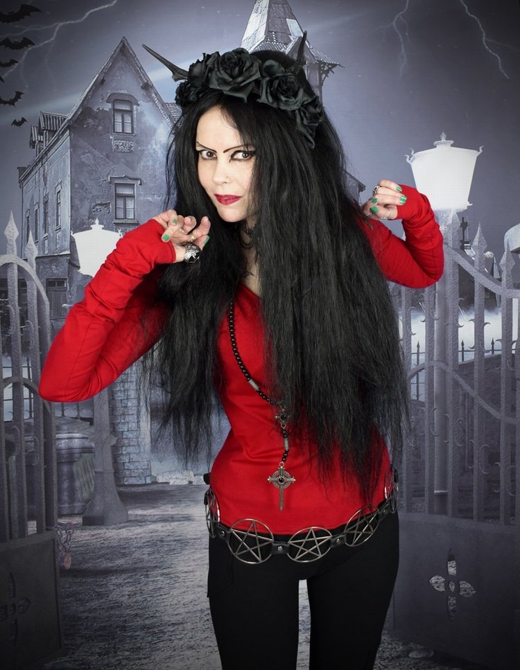 Crymaria Witch Top - cotton lycra crossover long sleeved goth witch top ...